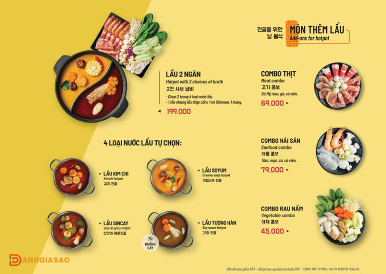 Menu mì cay Sasin Đà Nẵng - Mì cay ngon chuẩn vị xứ kim chi