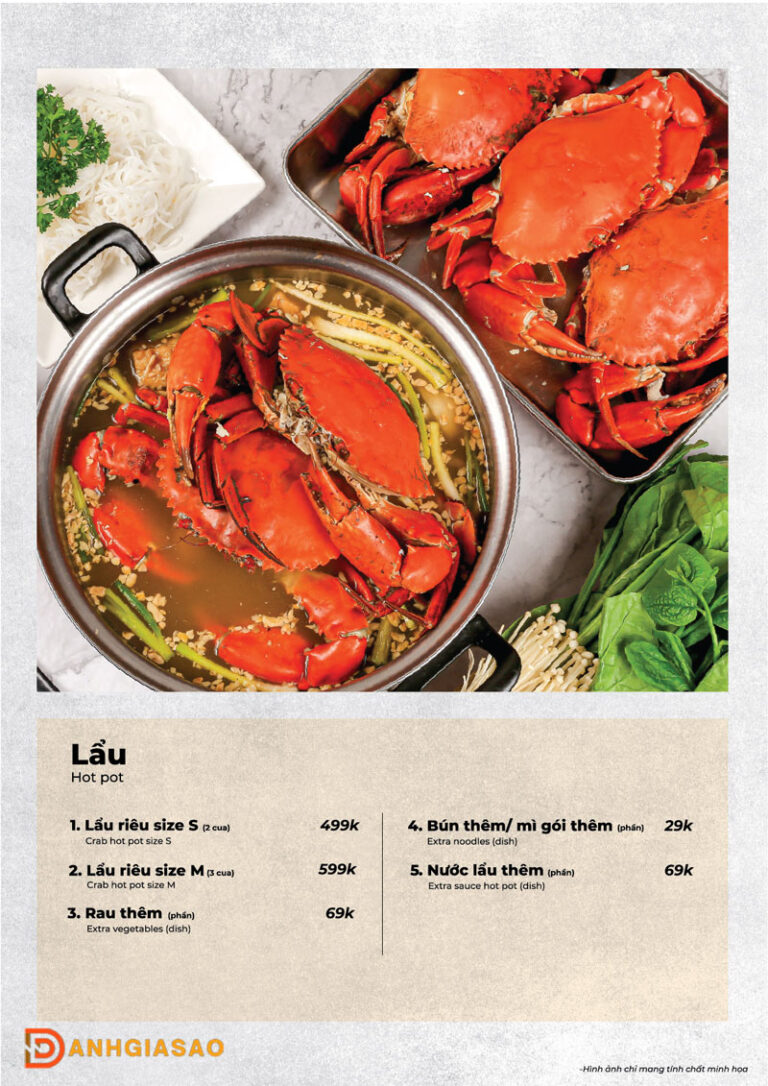 Menu nhà hàng Vua Cua - Đại tiệc buffet cua và hải sản cao cấp