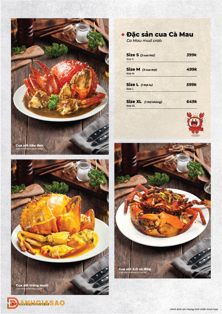 Menu nhà hàng Vua Cua - Đại tiệc buffet cua và hải sản cao cấp