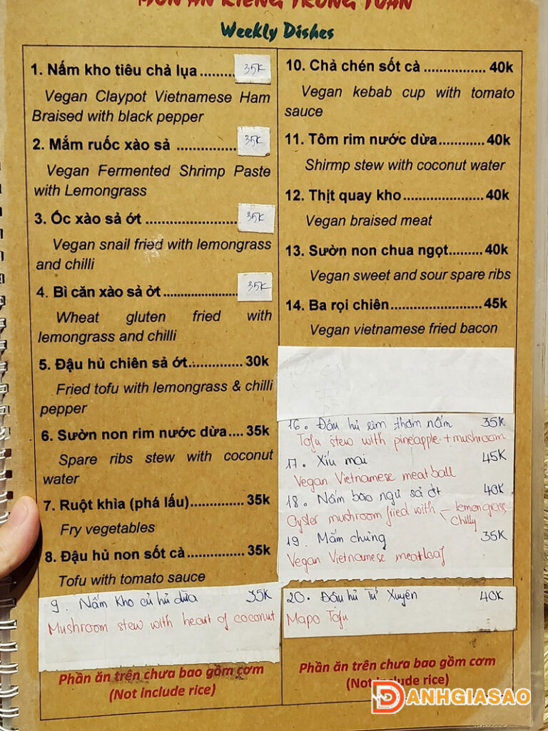 Menu Bếp Chay Phạm Hồng Phước - Quán ăn nức tiếng Sài Gòn
