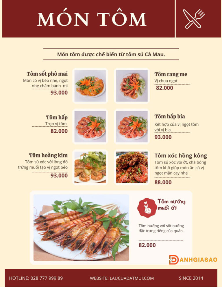 Lẩu Cua Đất Mũi menu - Thưởng thức bữa tiệc món cua hấp dẫn