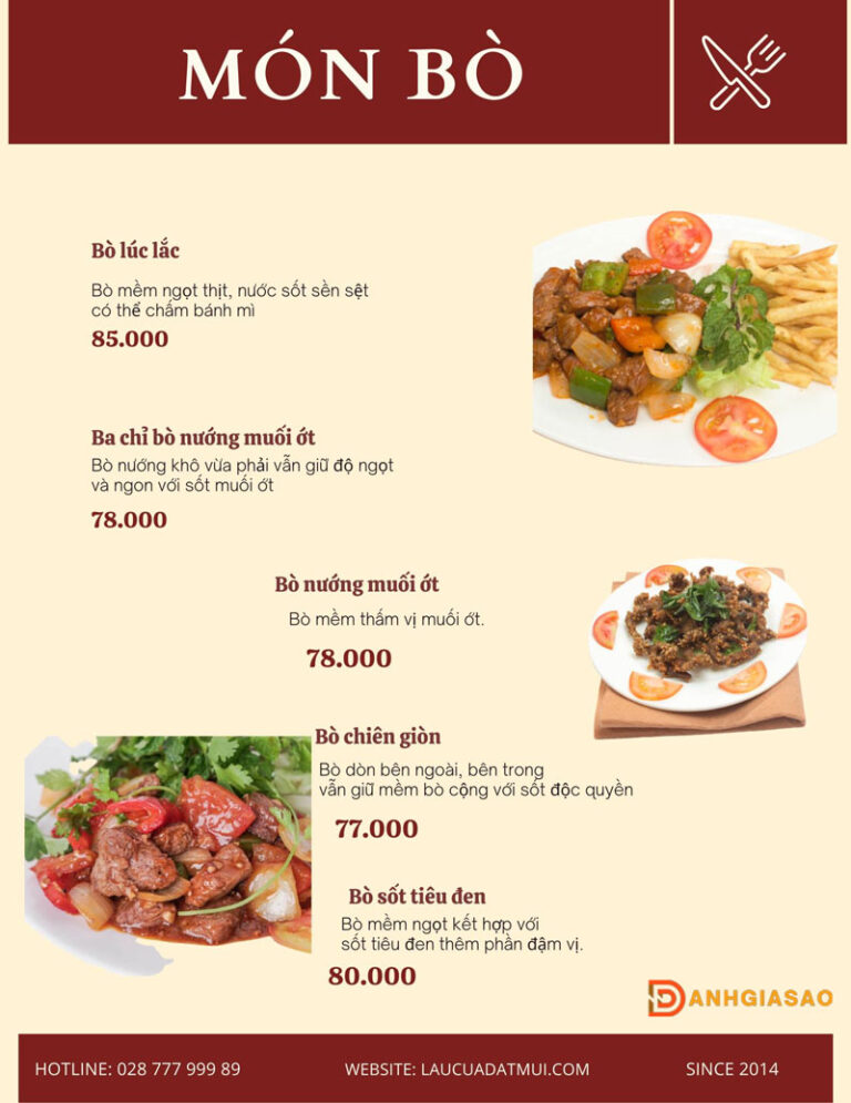 Lẩu Cua Đất Mũi menu - Thưởng thức bữa tiệc món cua hấp dẫn