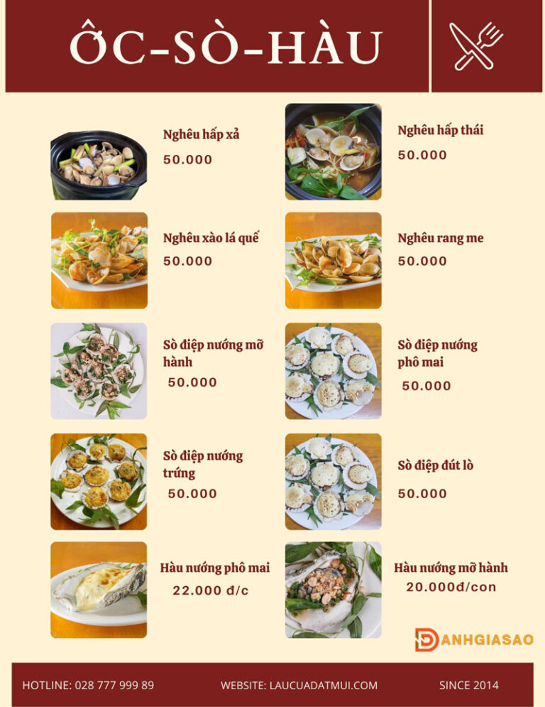 Lẩu Cua Đất Mũi menu - Thưởng thức bữa tiệc món cua hấp dẫn