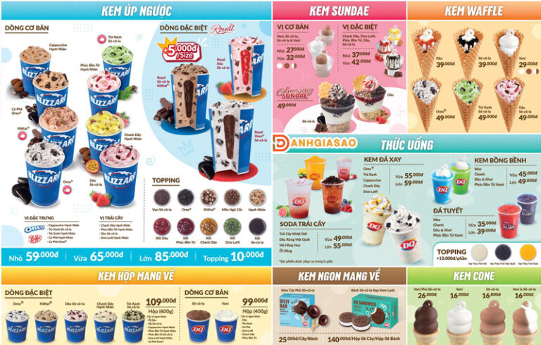 Dairy Queen Vietnam menu - Thương hiệu kem úp ngược nổi tiếng